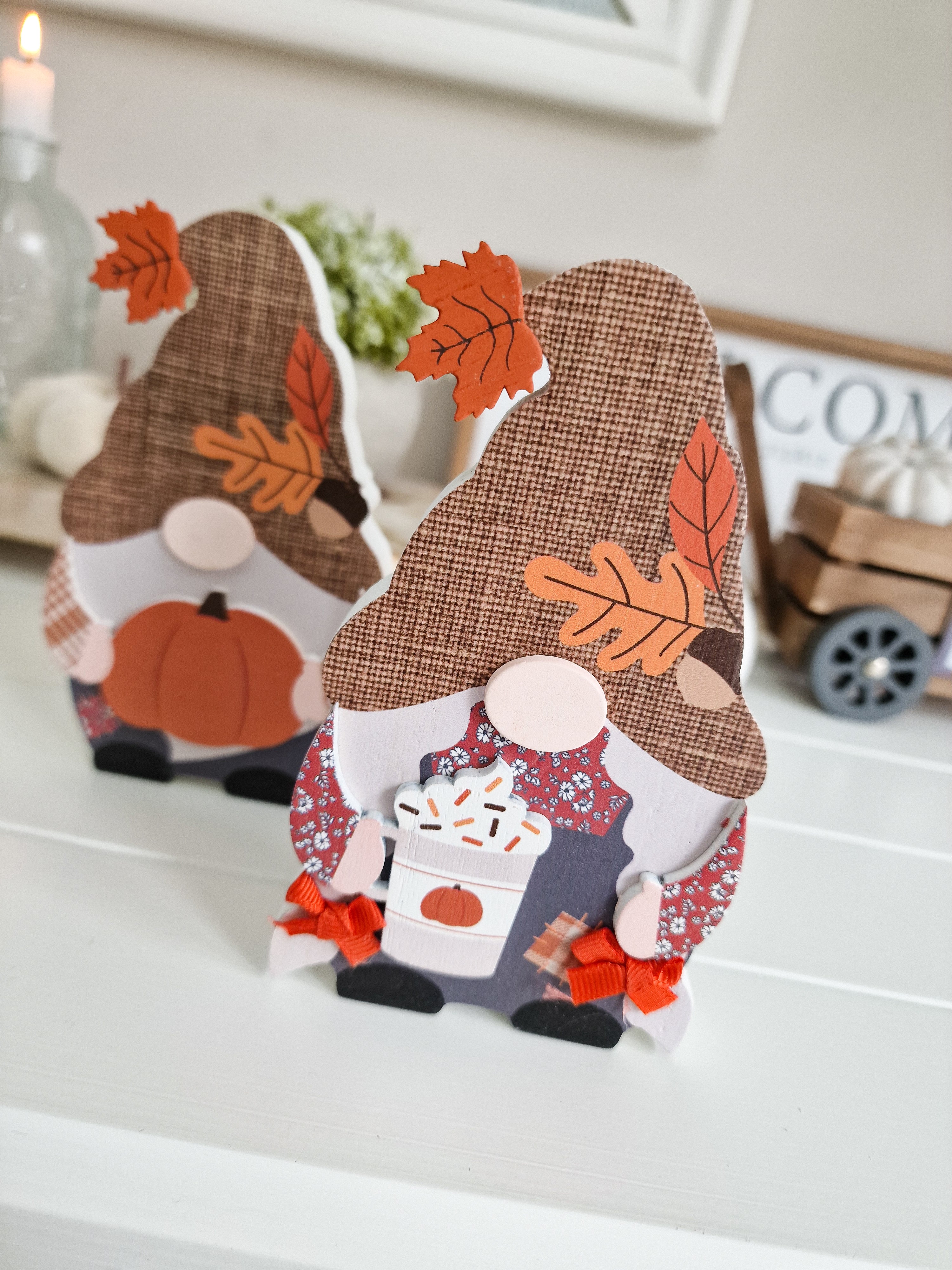 Autumn Leaf Cosy Gonk Figure Blocks S/2 – Peony Blossom Interiors