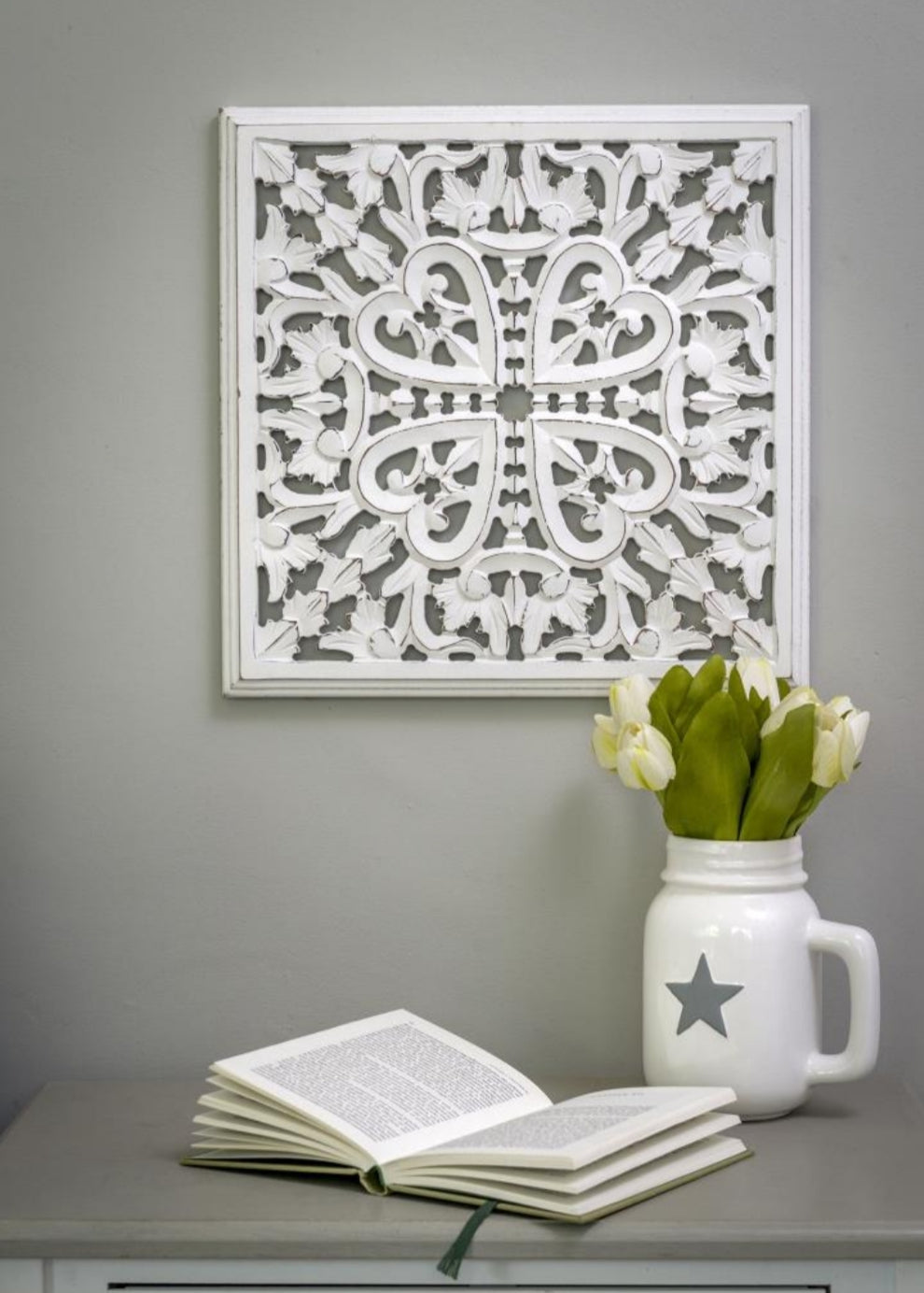 White Natural Wood Square Wall Panel – Peony Blossom Interiors